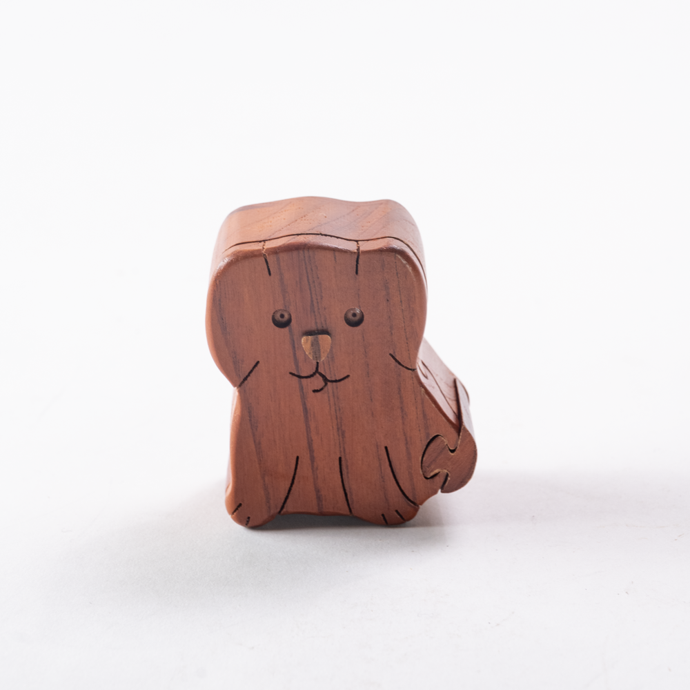 Wood puppy puzzle trinket box – carabas